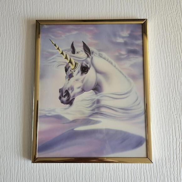 Other | Vintage Framed Unicorn Print Sue Dawe Painting 198s Fair Art ...